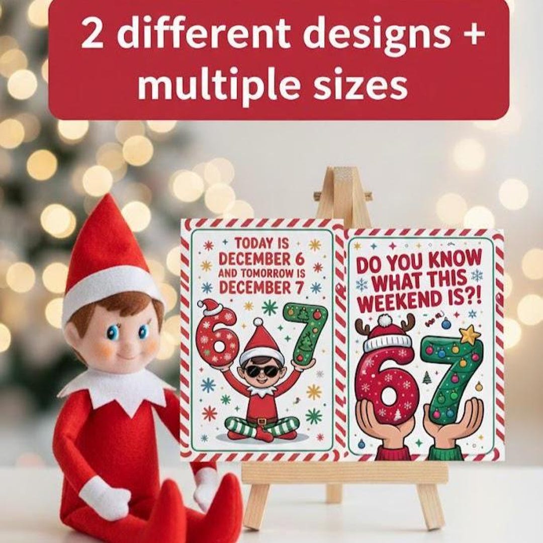 6 7 Elf Prop Printable Poster | Six Seven Elf on the Shelf | Elf Letter ...