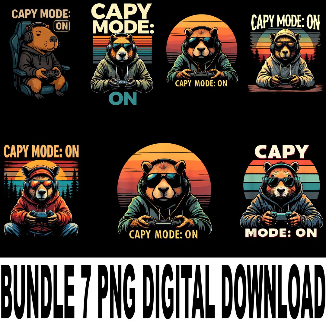 Capy Mode on PNG, Funny Capybara Gamer Clipart, Cute Gaming Capybara ...