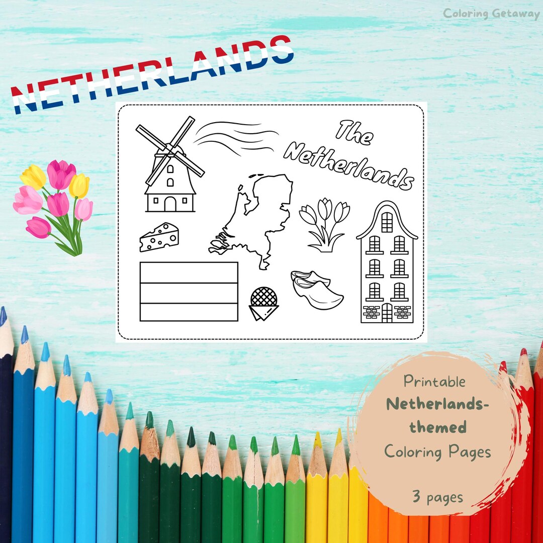Netherlands Coloring Page, Geography of Europe, Digital Download ...