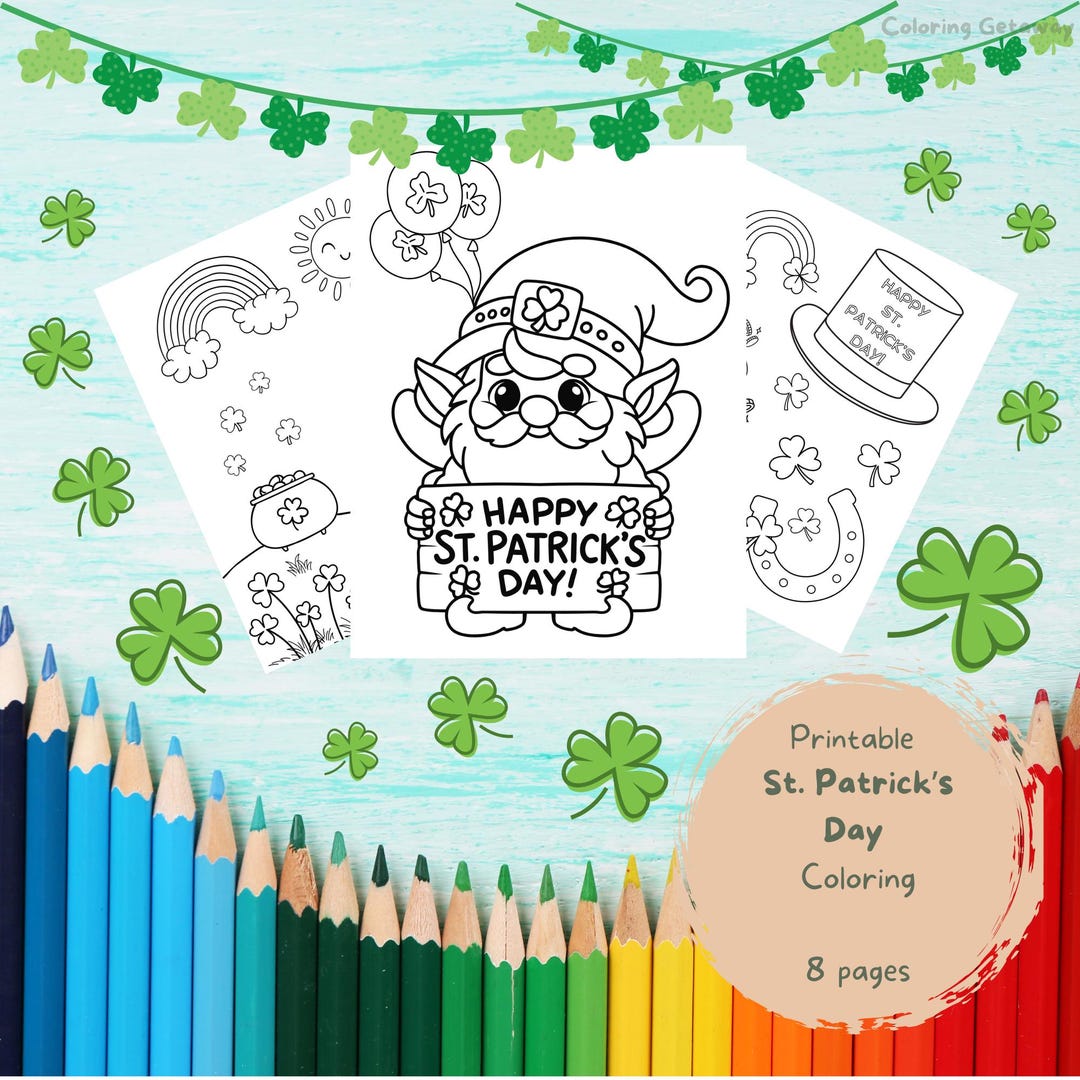 St. Patrick’s Day Coloring Pages for Kids, Printable Digital Download ...