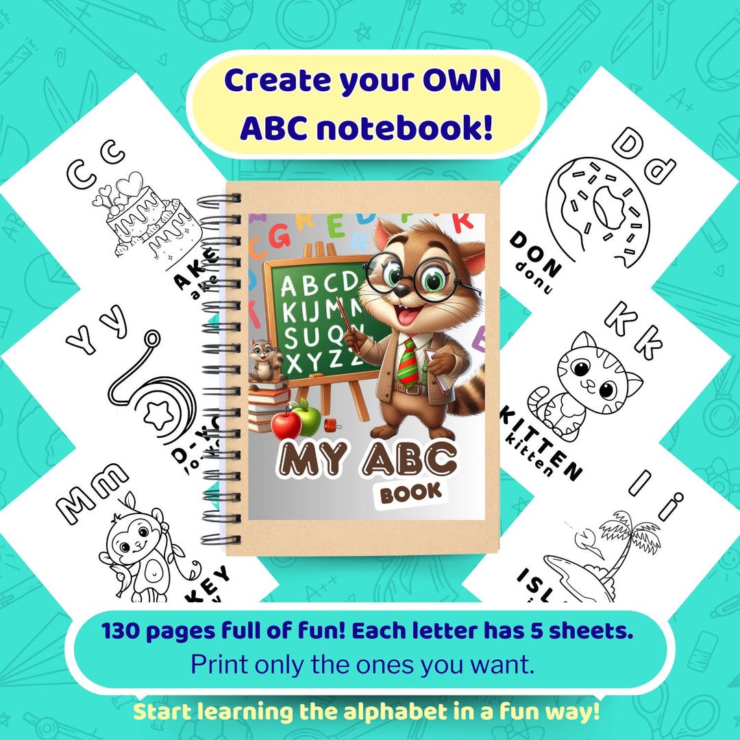 ABC Workbook, PDF Printable Alphabet Learning, Creative Kids Workbooks ...