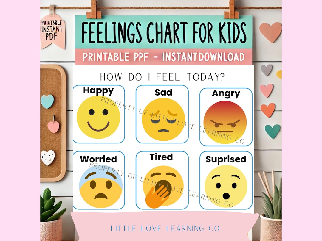 Printable Feelings Chart for Kids | Emotion Chart for Toddlers ...
