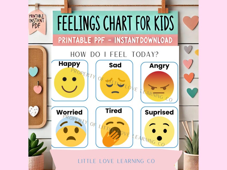 Printable Feelings Chart for Kids | Emotion Chart for Toddlers ...