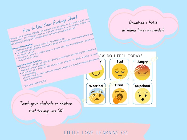 Printable Feelings Chart for Kids | Emotion Chart for Toddlers ...