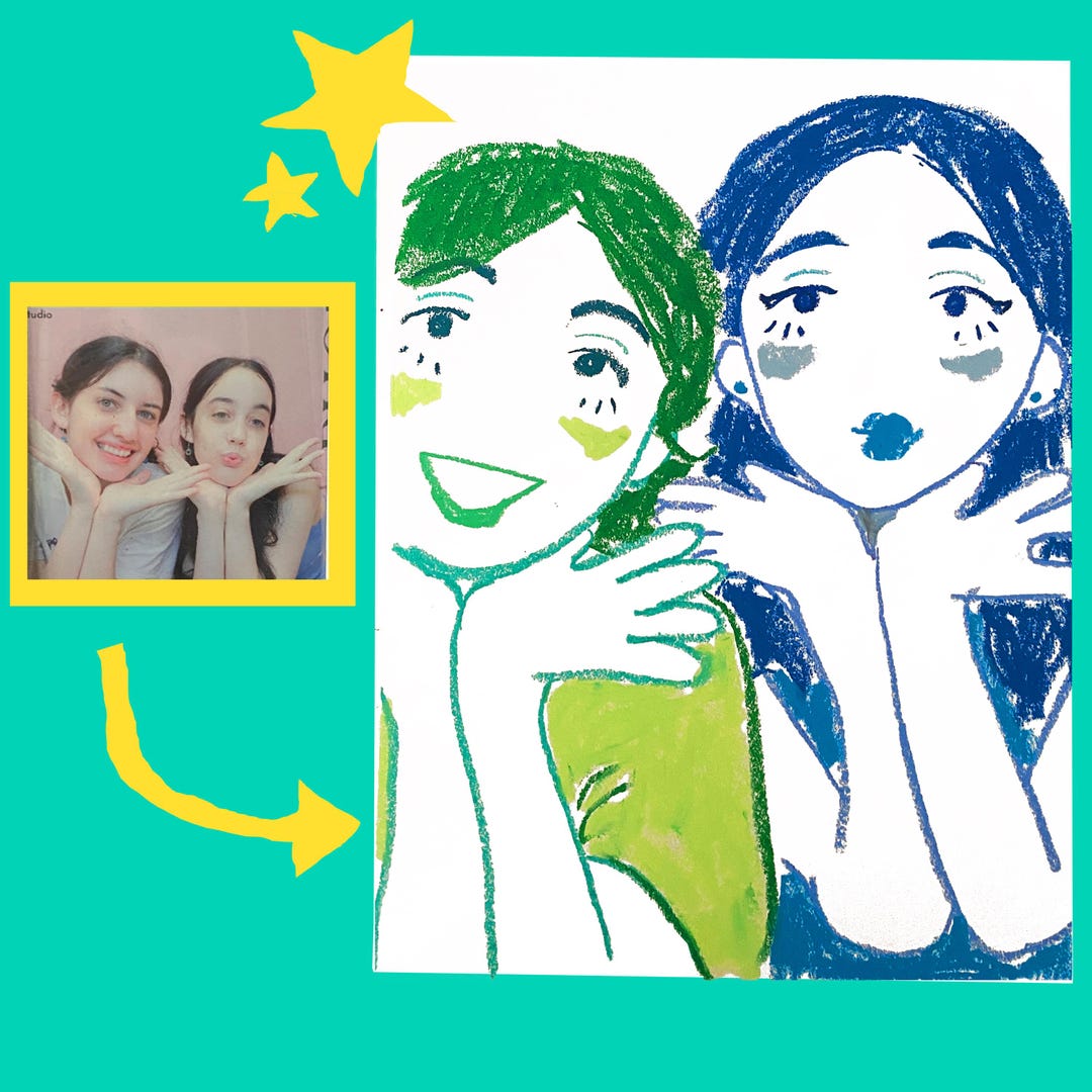 Oil Pastel Custom Portrait - Custom Cute High Quality Portraits - Etsy