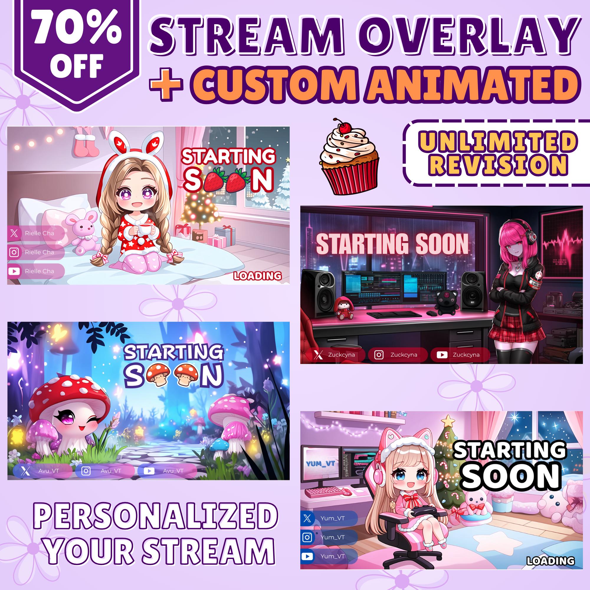 Custom Stream Overlay / Custom Twitch Stream Screen / Starting Soon ...
