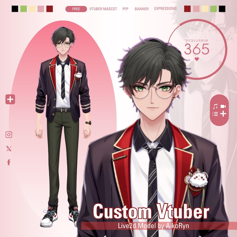 Vtuber Model Package 5 in 1 | Custom Live2d Vtuber & Pngtuber Model ...