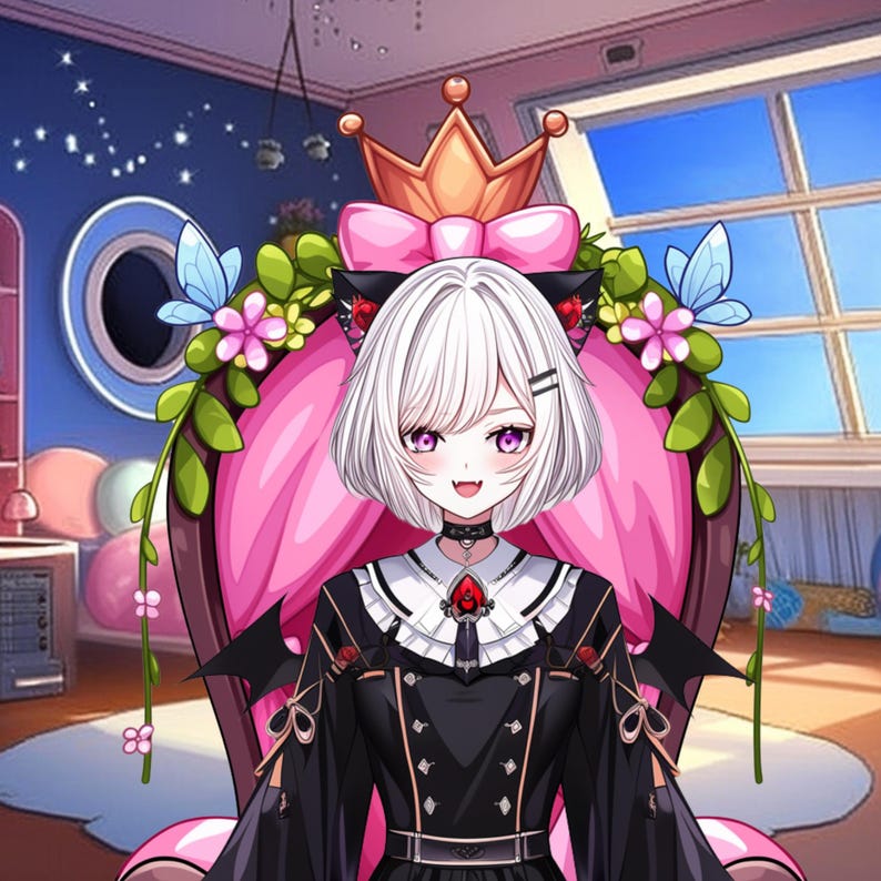 Pink Flower Throne Chair for Vtuber | Cute Stream Overlay Asset ...