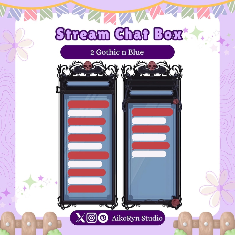 Gothic N Blue Box Twitch Chatbox, Gothic Chat Box Streamers, Chat Box ...