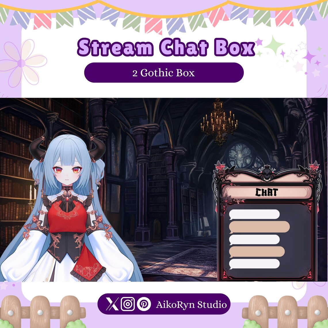 Gothic Stream Chat Box Overlay: Twitch Chatbox Widget (instant Download ...
