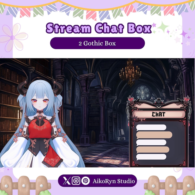 Gothic Stream Chat Box Overlay: Twitch Chatbox Widget (instant Download ...