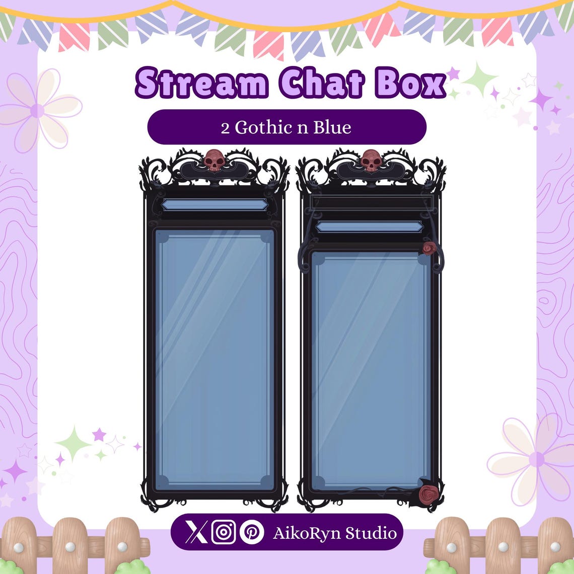 Gothic N Blue Box Twitch Chatbox, Gothic Chat Box Streamers, Chat Box ...