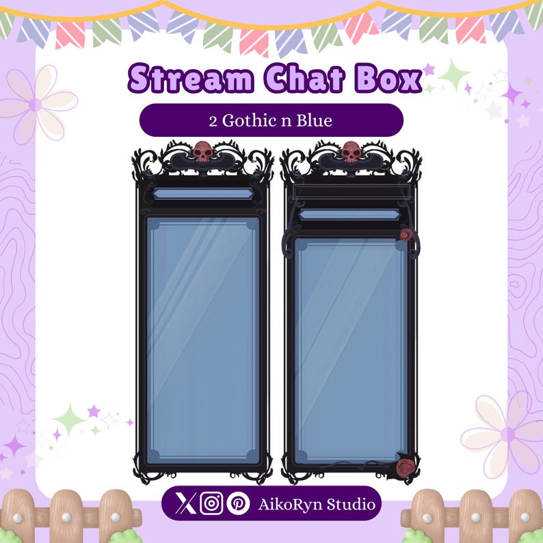 Gothic Blue Stream Chat Box Overlay: Twitch Chat Widget (instant ...
