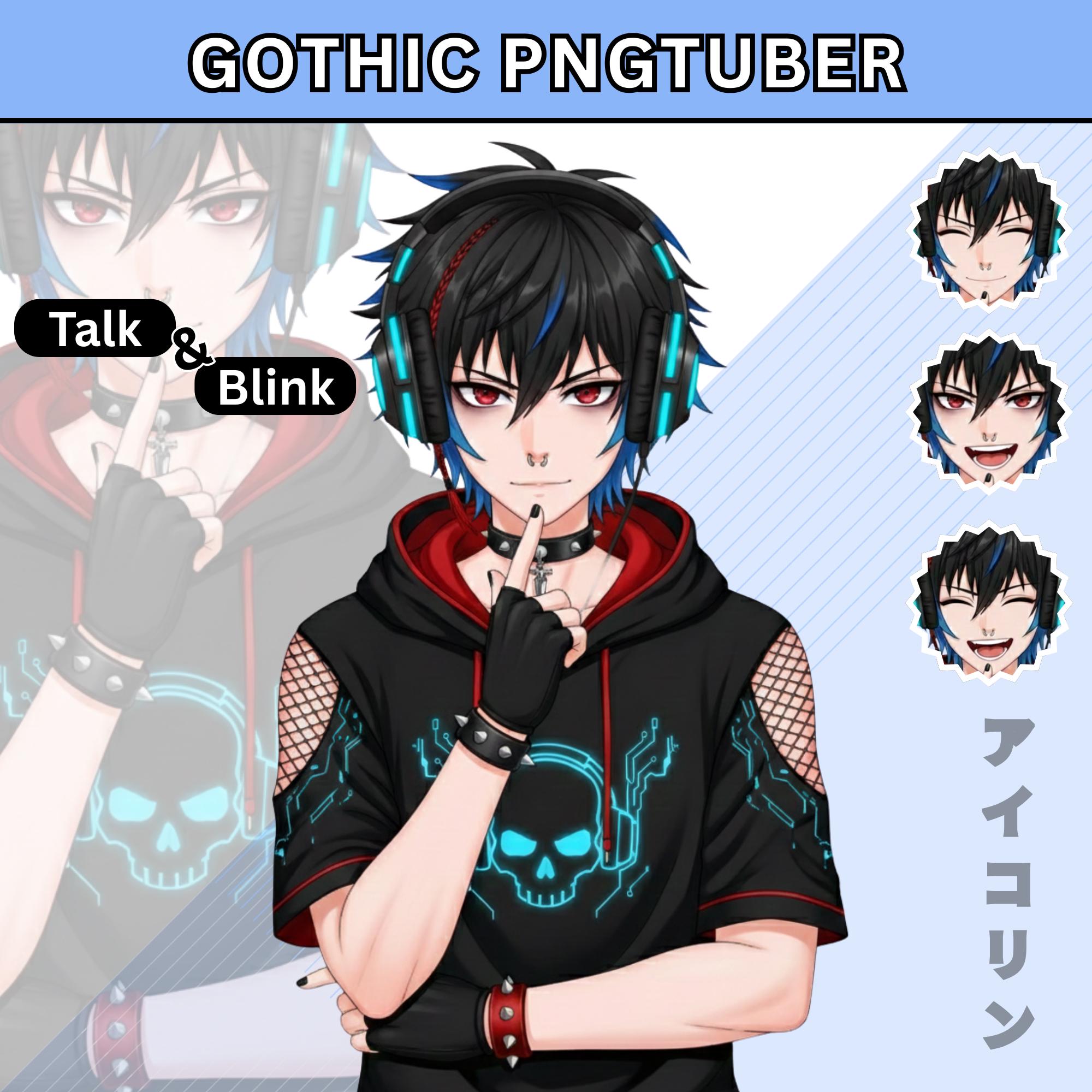 Gothic Pngtuber Male | Talk & Blink Pngtuber Model | Ready to Use ...