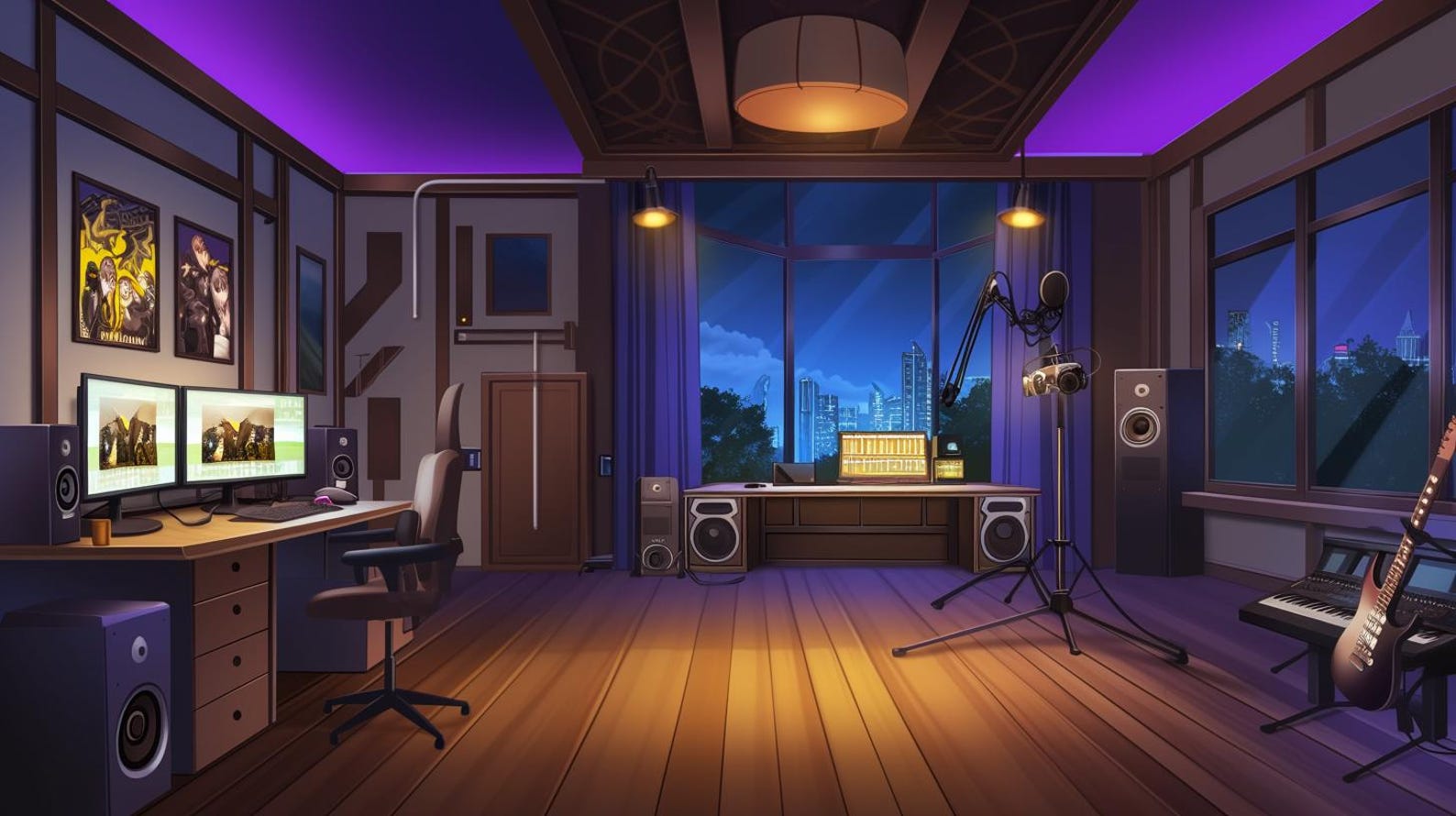 Custom Anime Vtuber Background: Cozy Room Stream Overlay (PSD & PNG ...
