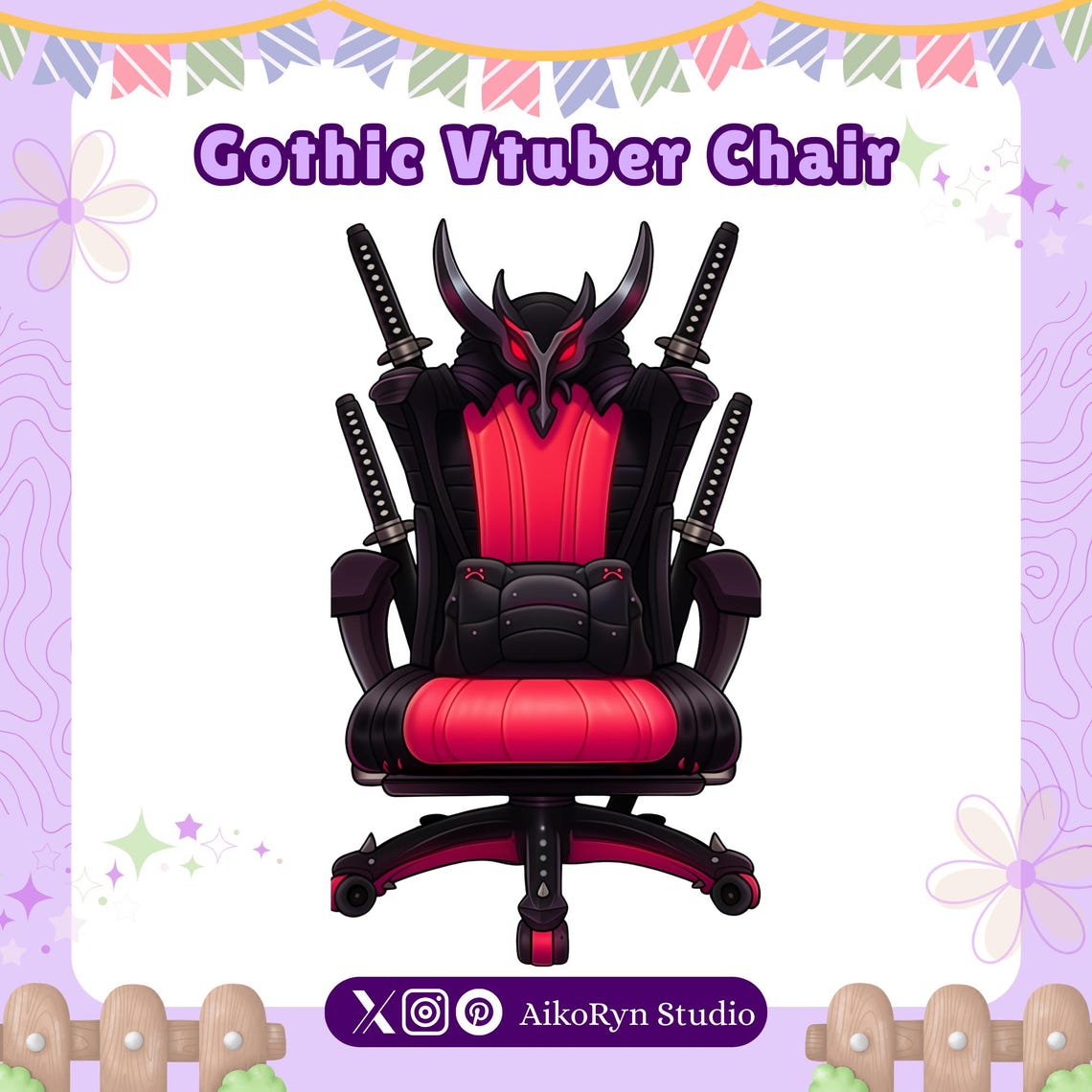 Samurai Gothic Vtuber Chair PNG | Vtube Studio Prop | Dark Gamer Throne ...