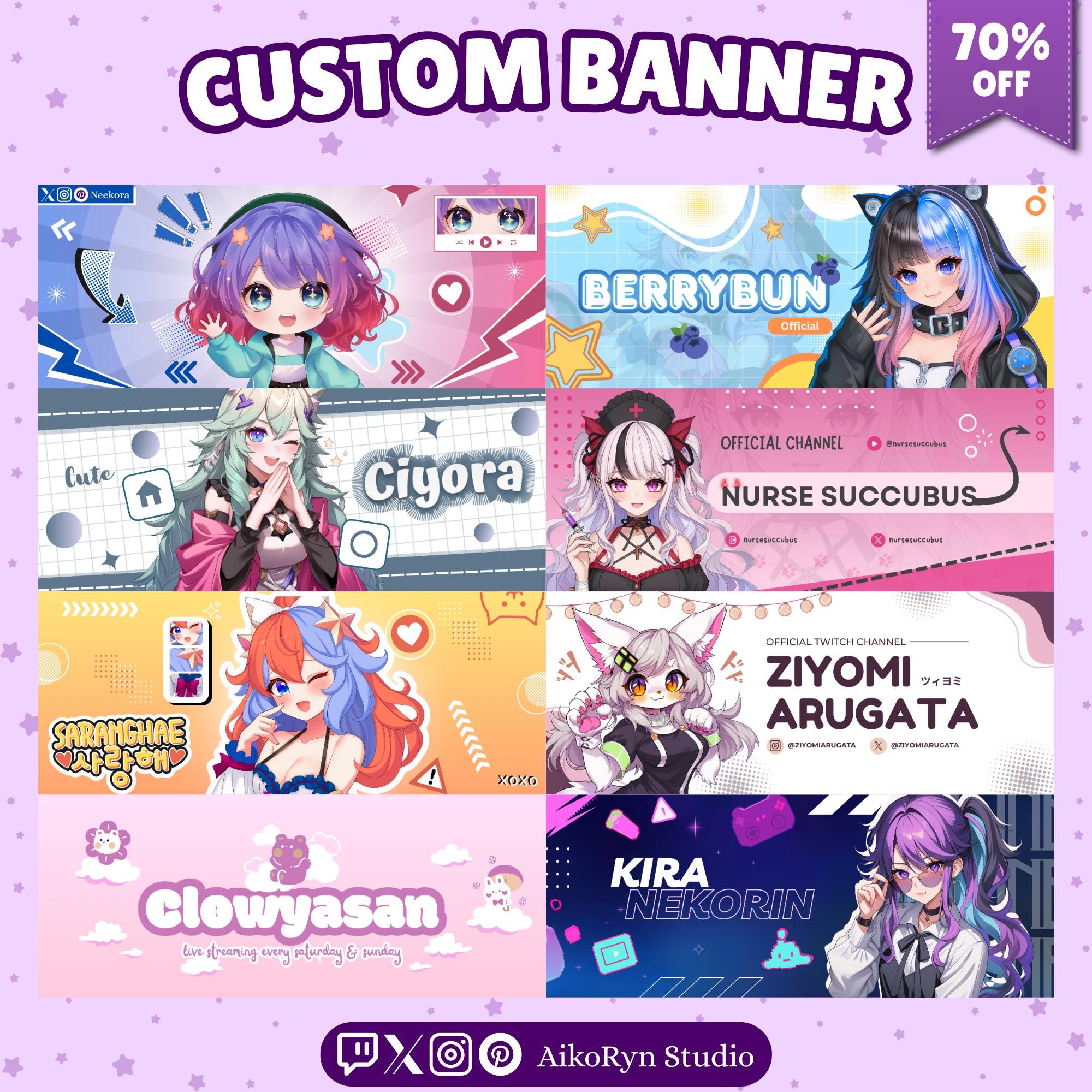 Custom Anime Kawaii Twitch Banner: Streaming Overlay - Etsy