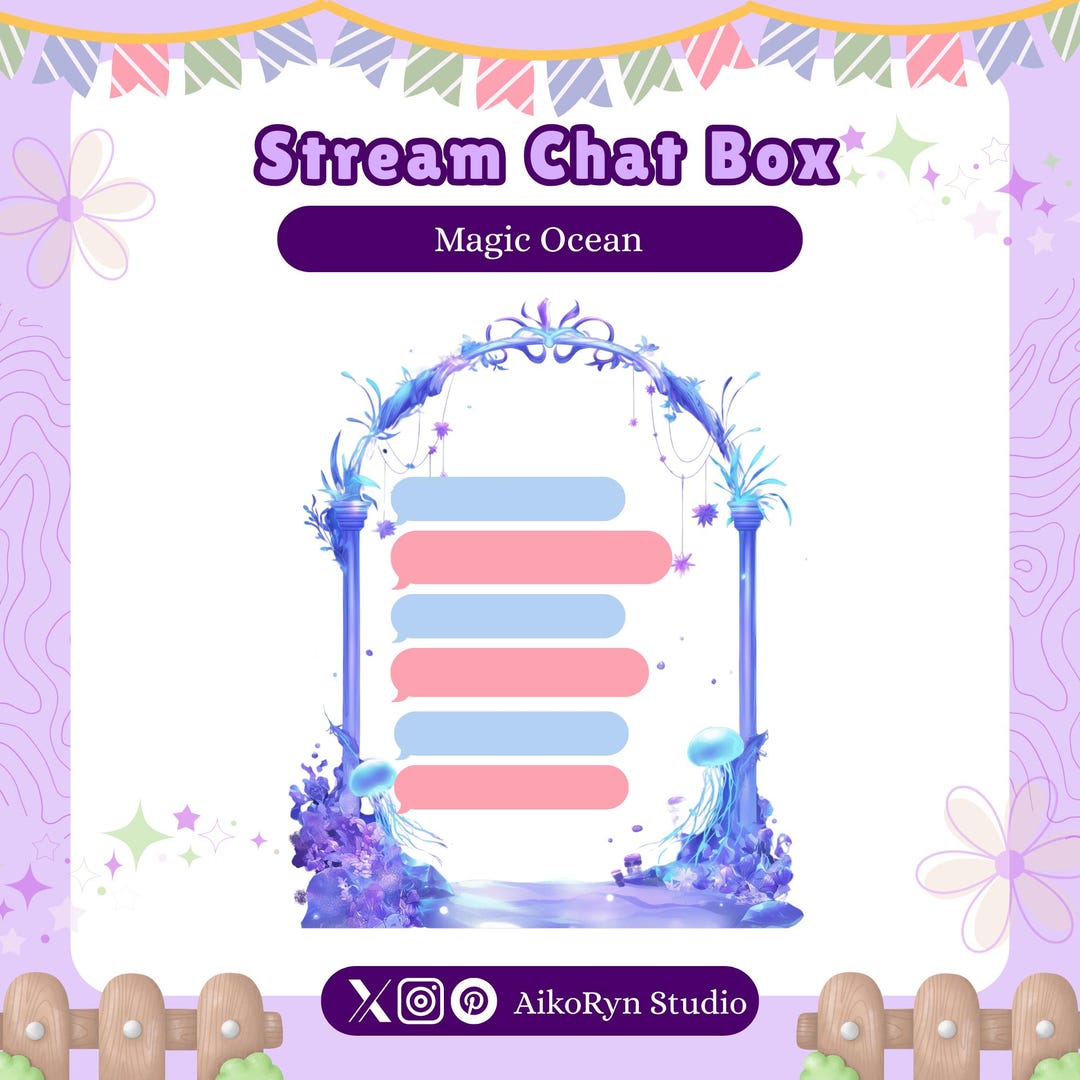 Magic Ocean Twitch Chatbox, Cute Chat Box Streamers, Chat Box Overlay ...