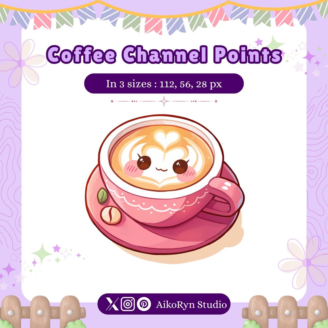Cute Coffee Channel Points for Twitch | Kawaii Latte Icon (digital ...
