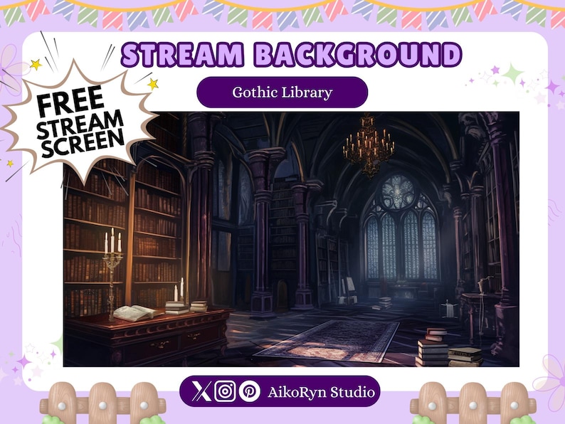 Gothic Library Stream Background: Cozy Vtuber Twitch Backdrop - Etsy