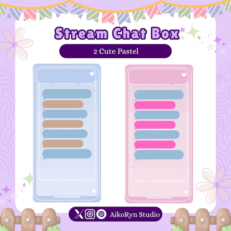 Cute Pastel Twitch Chatbox, Cute Chat Box Streamers, Chat Box Overlay, Chat Box Widget, Stream ...