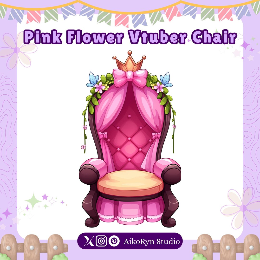 Pink Flower Throne Chair for Vtuber | Cute Stream Overlay Asset ...