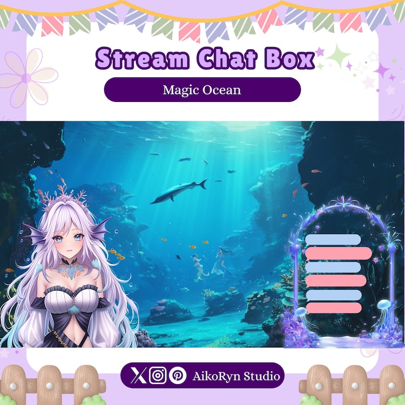 Magic Ocean Twitch Chatbox, Cute Chat Box Streamers, Chat Box Overlay ...