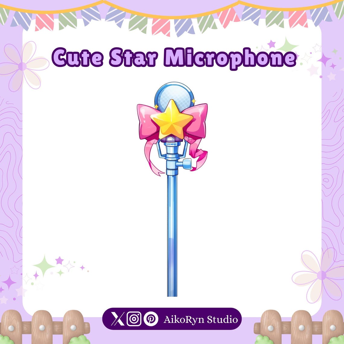 Cute Vtuber Asset Microphone - Vtuber Microphone - Kawaii Microphone ...