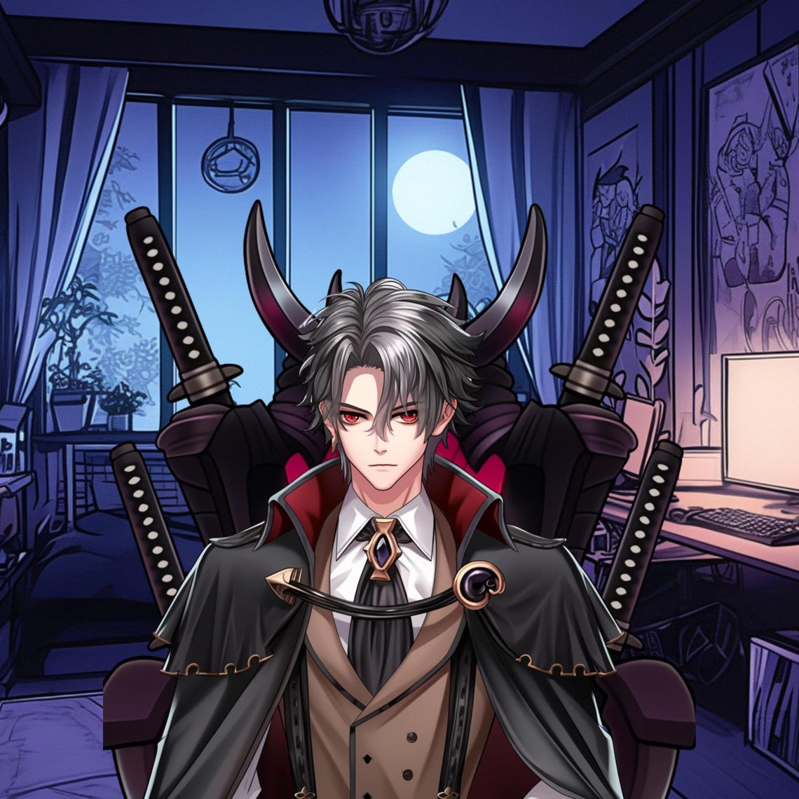 Samurai Gothic Vtuber Chair PNG | Vtube Studio Prop | Dark Gamer Throne ...