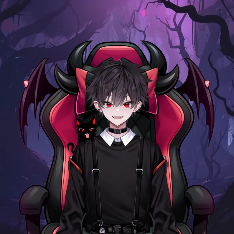 Gothic Vtuber Chair PNG | Vtube Studio Accessory | Cute Bat Gamer Chair ...