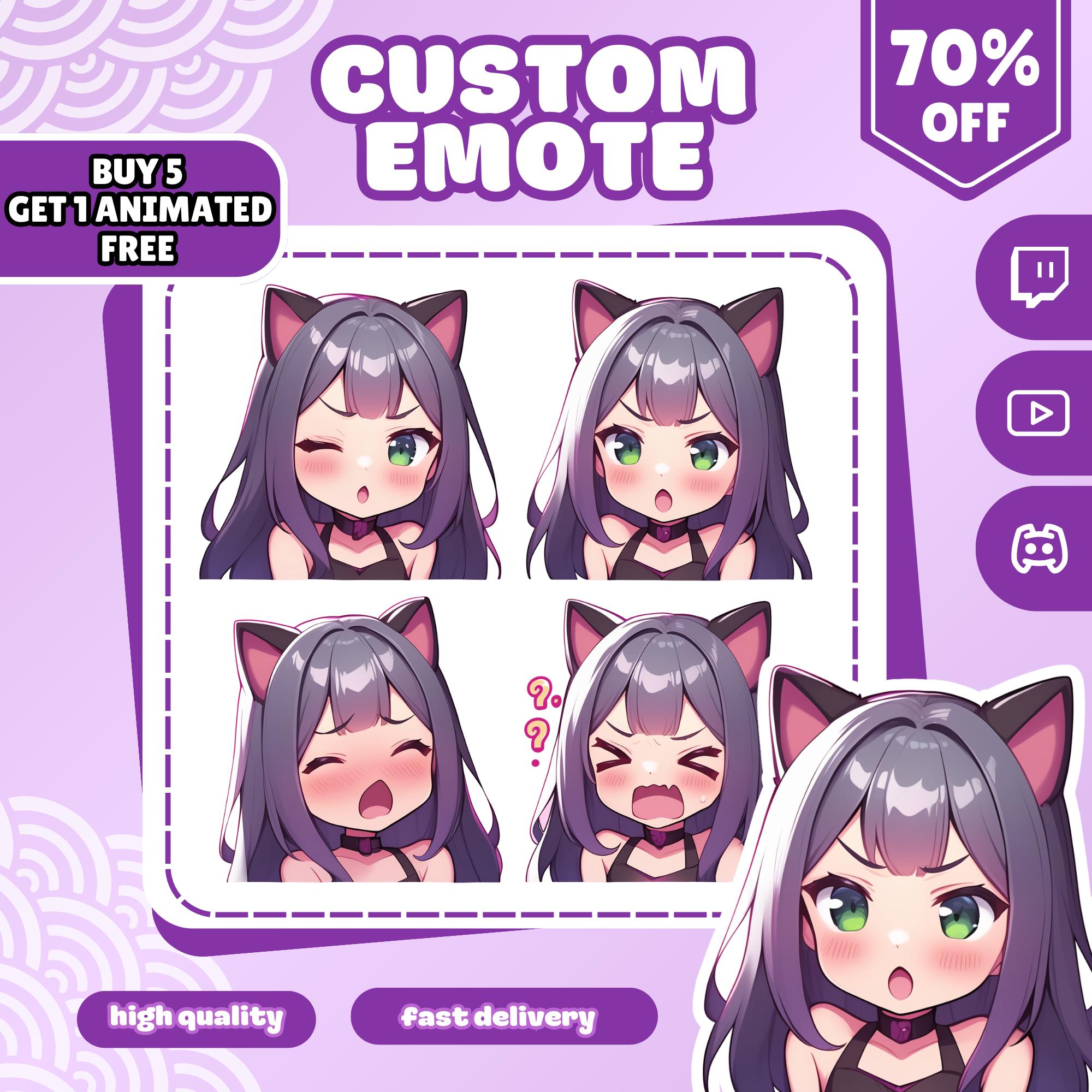 Custom Twitch Emotes or Kick Emotes | Animated Emotes | Chibi Anime ...