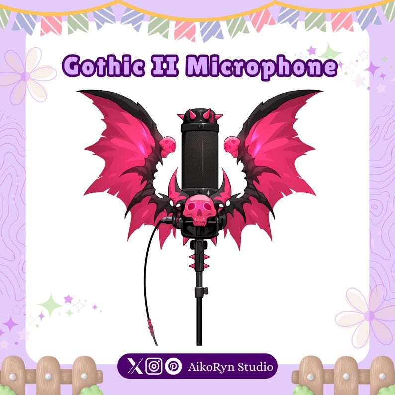 Gothic II Vtuber Asset Microphone - Vtuber Microphone - Gothic ...