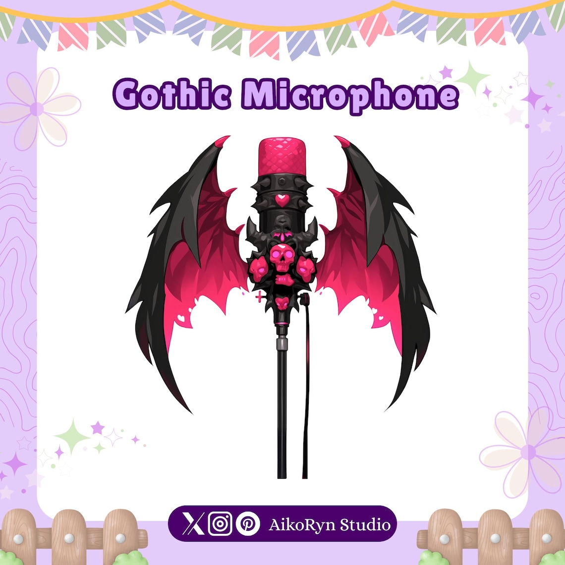 Gothic Vtuber Asset Microphone - Vtuber Microphone - Gothic Microphone ...