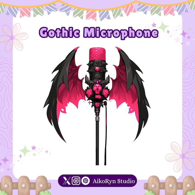 Gothic Vtuber Asset Microphone - Vtuber Microphone - Gothic Microphone ...