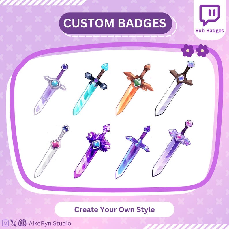 Custom Twitch Sub Badges | Vtuber, Pet, Anime, Gaming Character | Bit ...