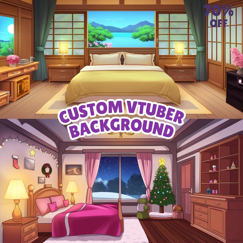Custom Anime Vtuber Background: Cozy Room Stream Overlay (PSD & PNG ...