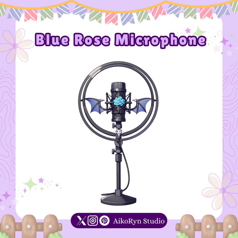 Blue Rose Gothic Vtuber Microphone Asset (pngtuber) - Etsy