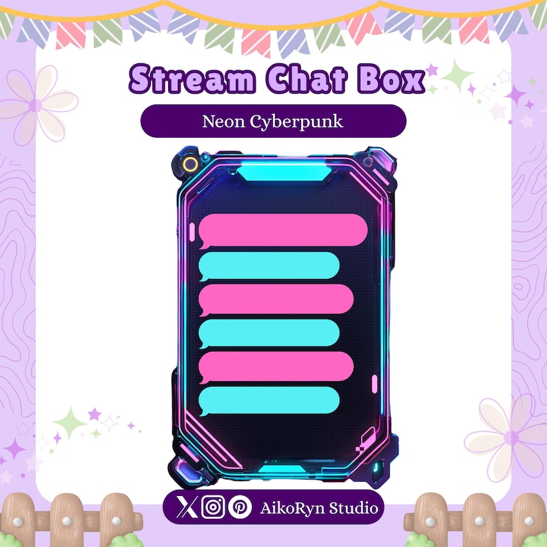 Neon Cyberpunk Box Twitch Chatbox, Cozy Chat Box Streamers, Chat Box ...