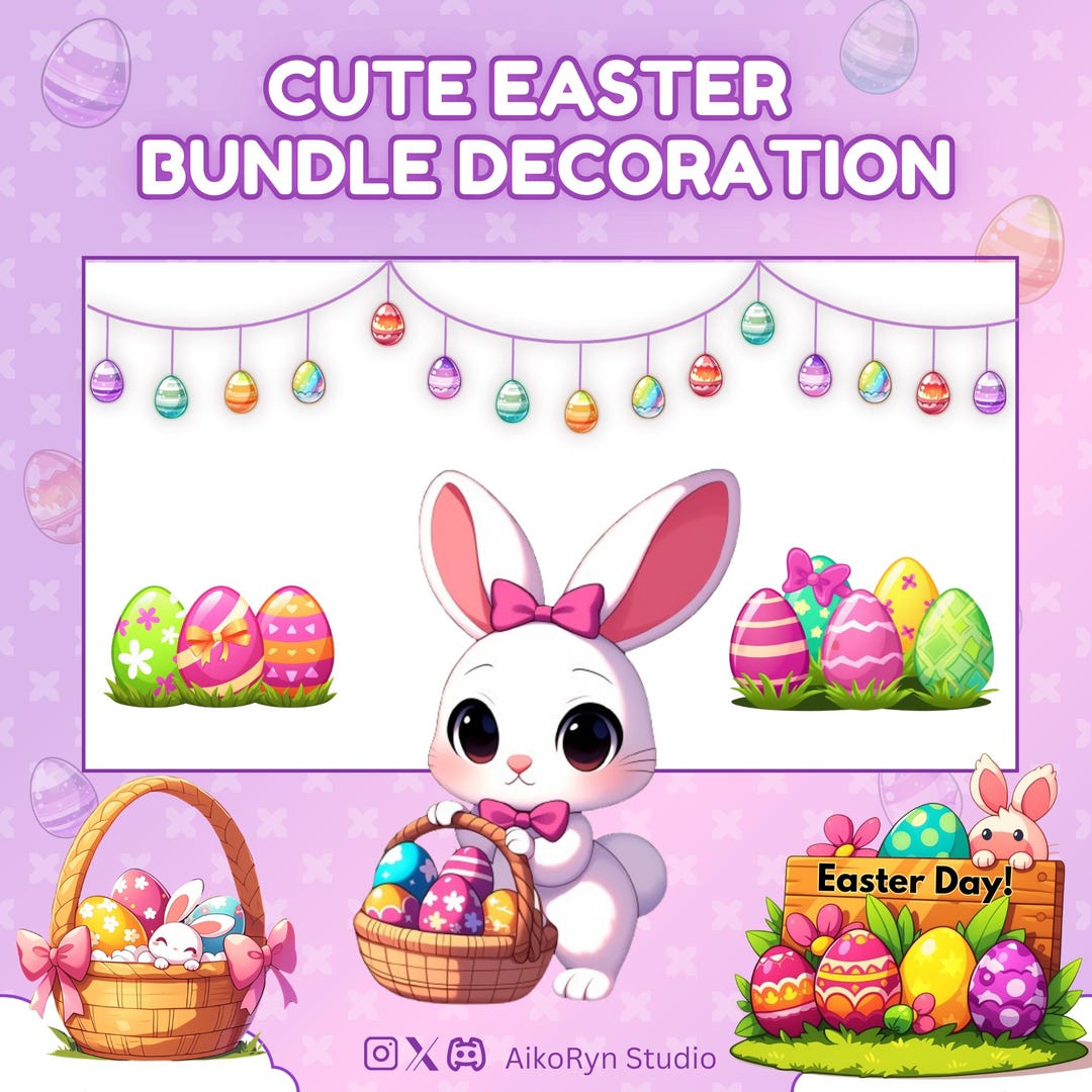 Easter Stream Overlay: Bunny, Eggs, Lights (digital Download) - Etsy