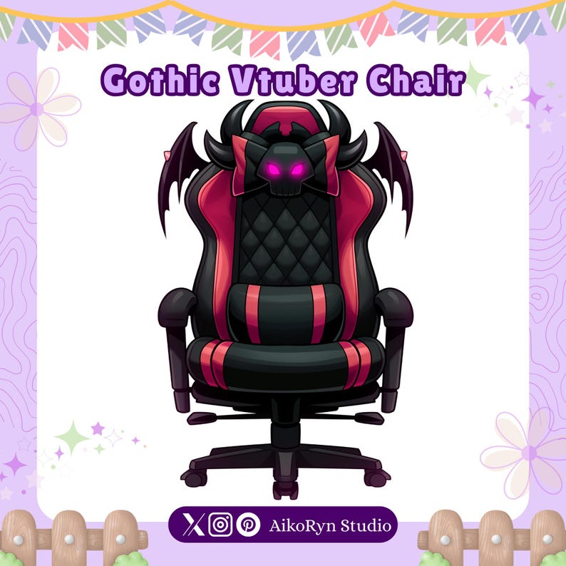 Gothic Vtuber Chair PNG | Vtube Studio Accessory | Cute Bat Gamer Chair ...