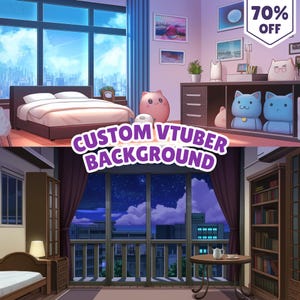 Custom Anime Vtuber Background: Cozy Room Stream Overlay (PSD & PNG ...