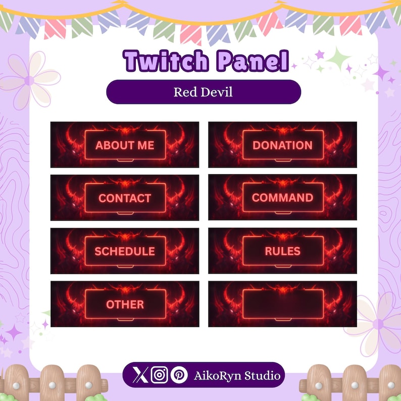 Red Devil Twitch Panels, Twitch Overlay, Twitch Panel Pack, Gothic ...