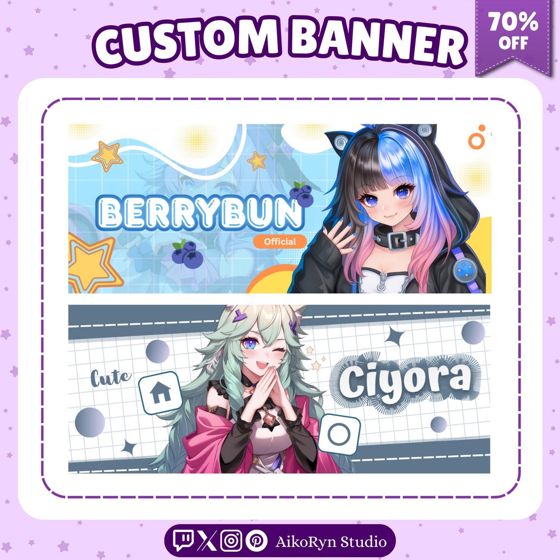 Custom Anime Kawaii Twitch Banner: Streaming Overlay - Etsy