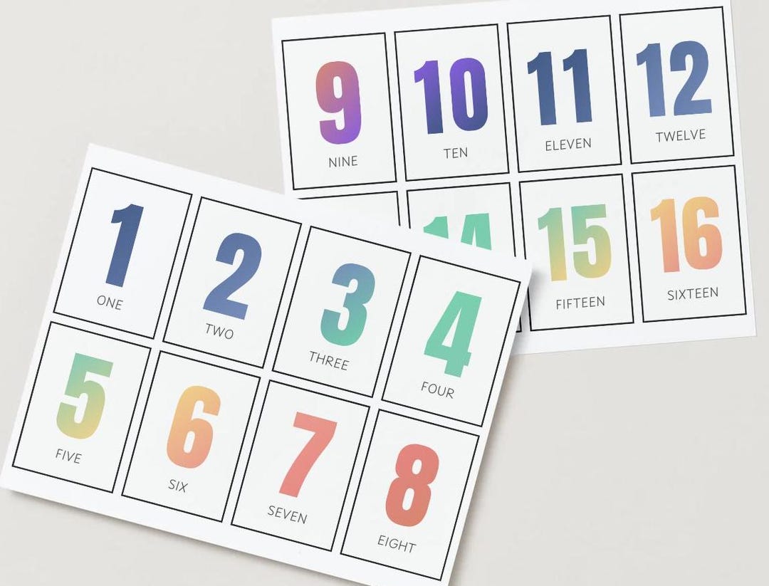 English French Number Flashcards 1-20: Gradient Educational Prints ...
