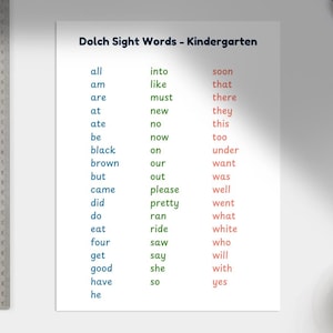 Dolch Sight Word Posters: 220 Words for Grades Pre-k-3 (printable PDF ...