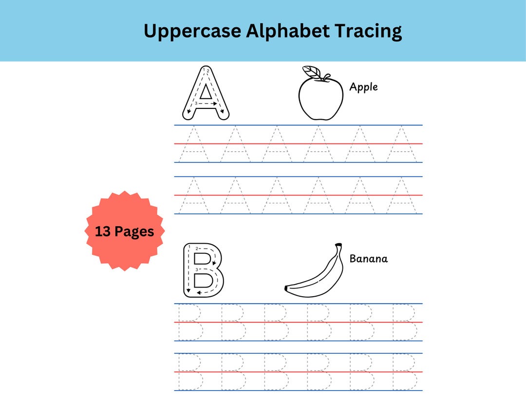 Food-themed Alphabet Tracing Worksheets: Uppercase Handwriting Practice ...