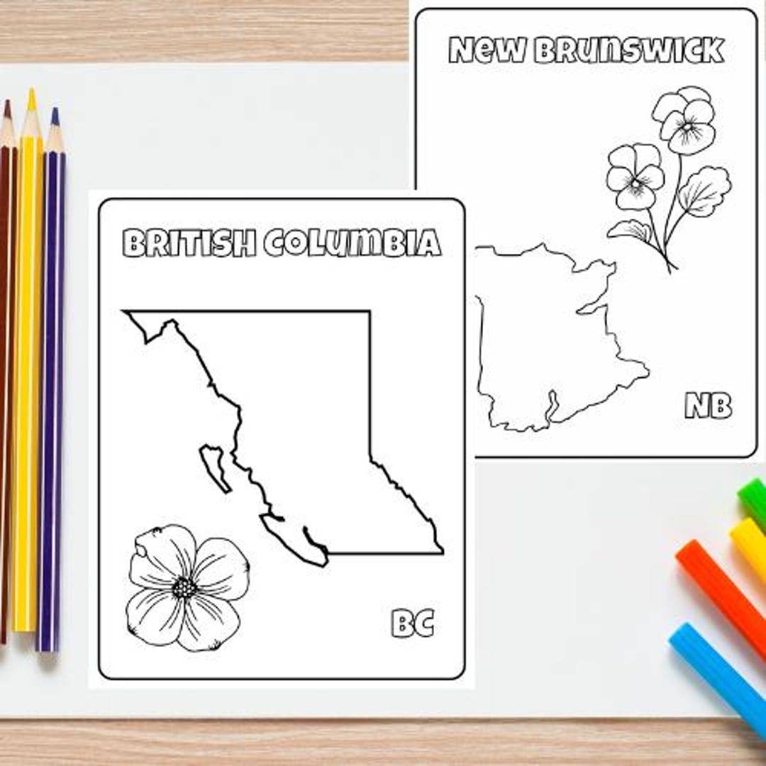 Canadian Geography Colouring Pages: Provinces, Territories, Flowers ...
