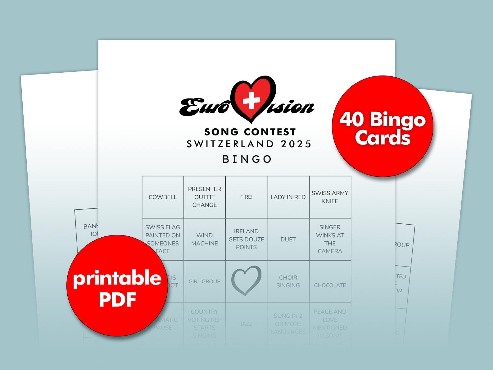 Eurovision Party Bingo Cards 2025 PRINTABLE Song Contest Game PDF for ...