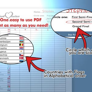 Eurovision 2025 Scorecard | Printable A4 PDF Download | Includes ...