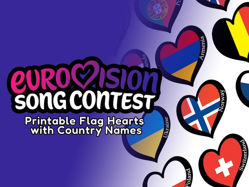 Eurovision Party Flags, DIY Decorations (digital Download 8.5" X 11 ...